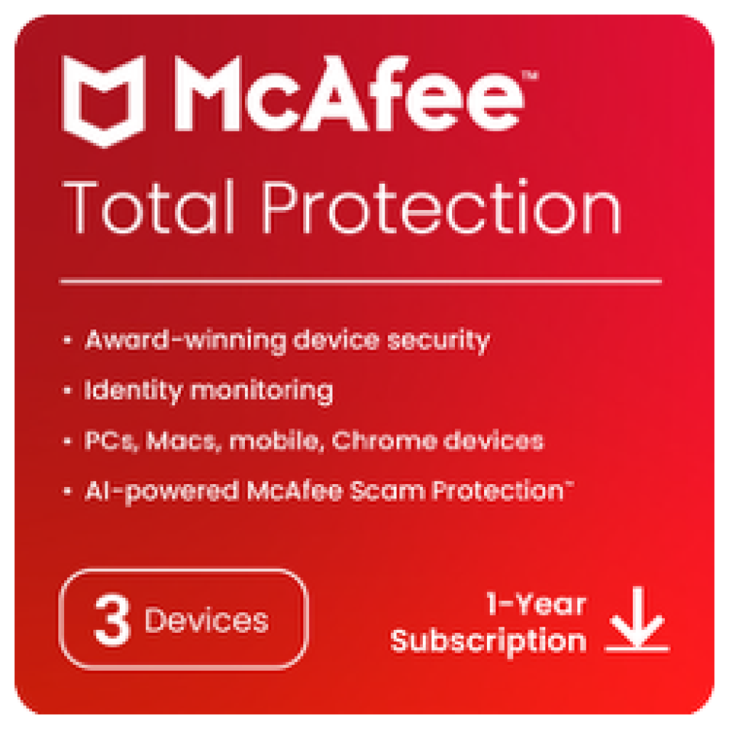 McAfee Total Protection 3 Device 1 Year - Syntegrity